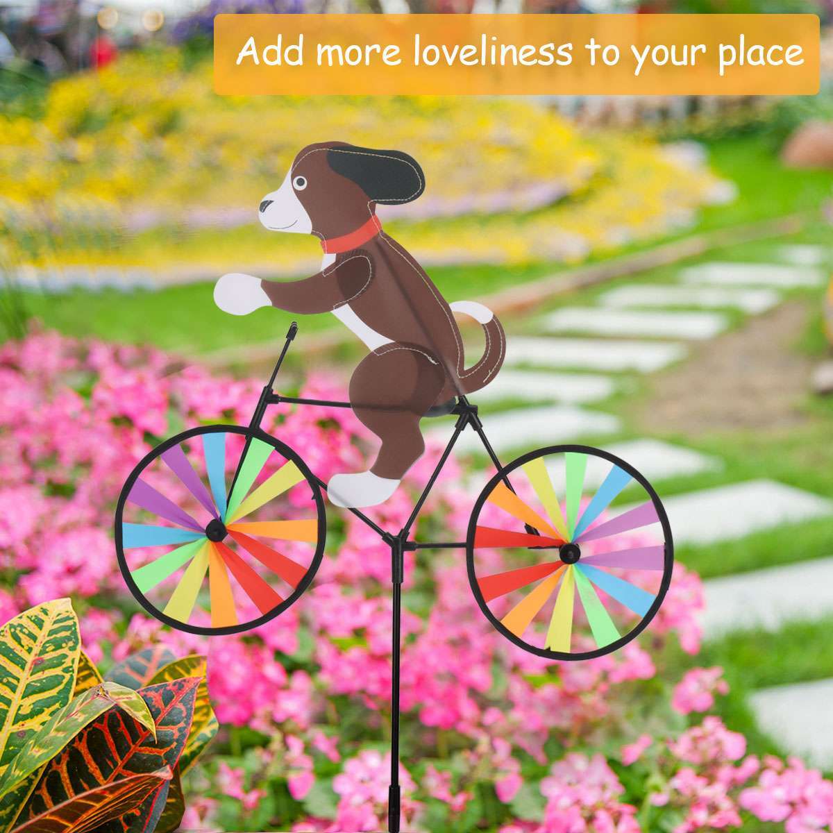 Garden Wind Spinners Cat Dog Sculpture Lawn Ornament Windmill Yard ...