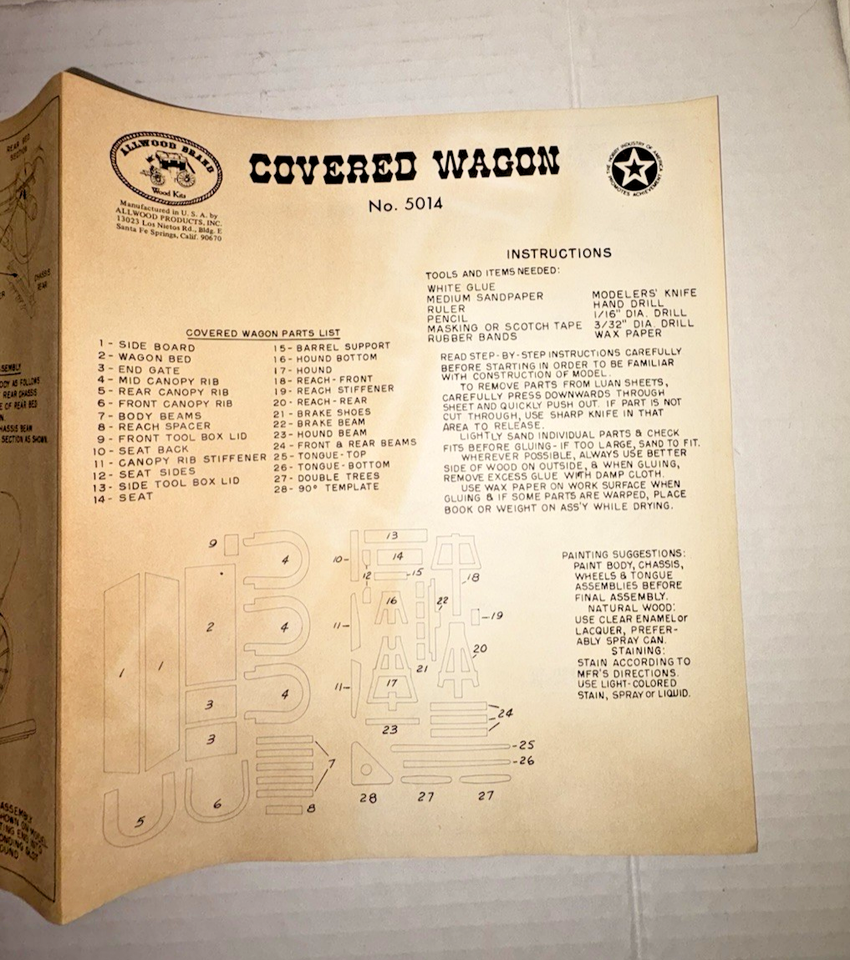 Vintage Allwood Covered Wooden Wagon Model Kit | eBay