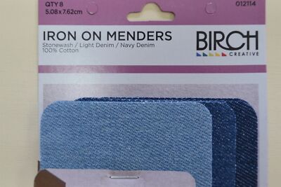 DENIM - IRON ON MENDER - 8 Pieces - Stonewash, Light Denim, Navy Denim ...
