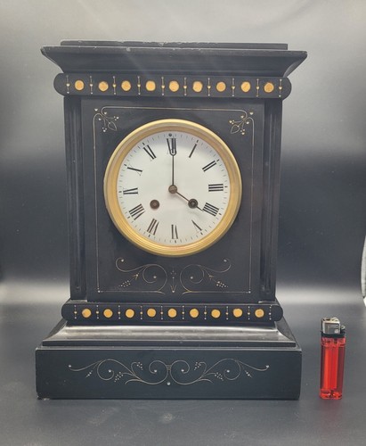 Large Antique Slate Clock With Bell 19th Century Clocks | eBay