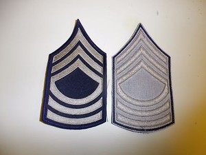 1016p WW2 US Army & Air Force Rank Chevrons Master Sergeant Silver/Blue ...