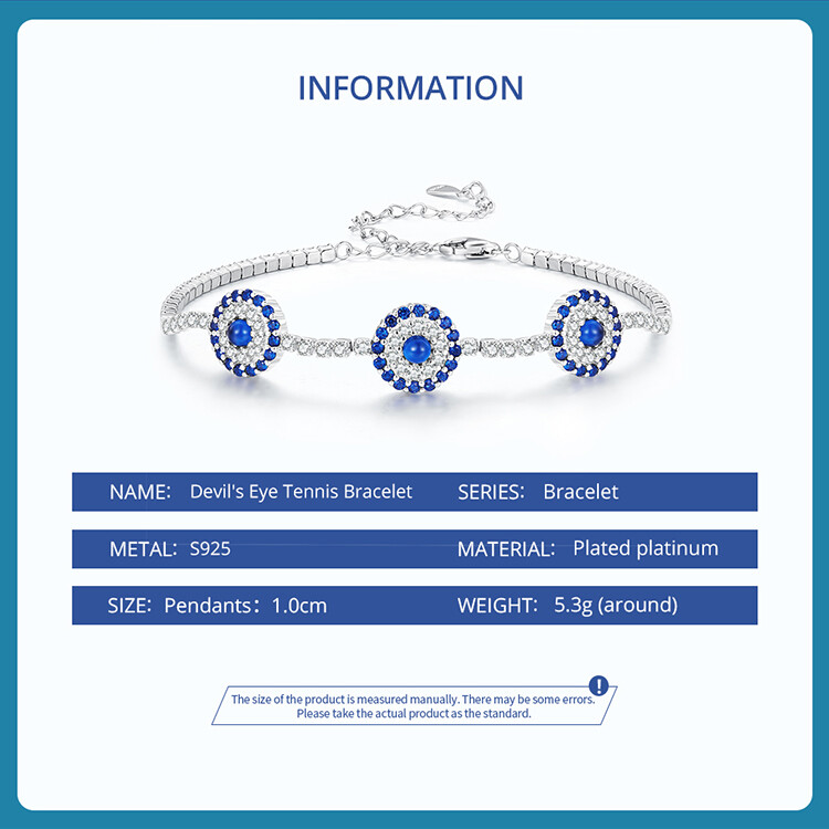 Voroco S925 Sterling Silver Devil's Eye Tennis CZ Bracelets Jewelry Women Gifts | eBay