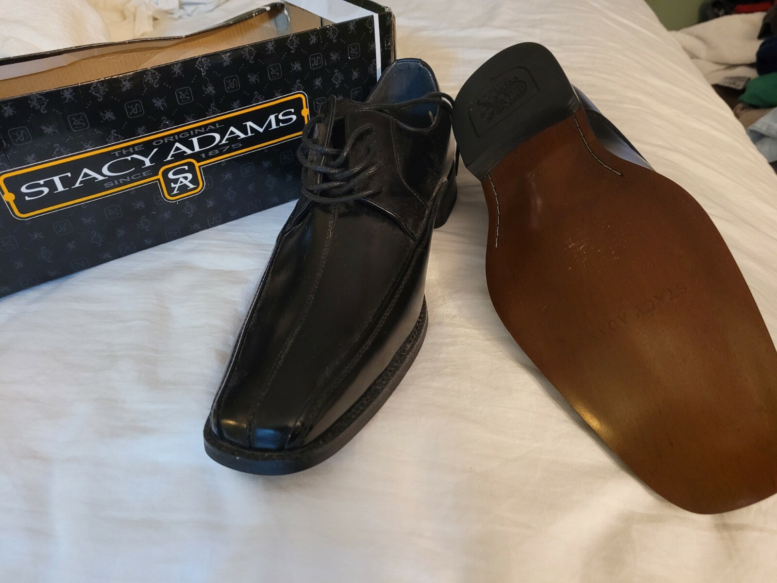 New men's black Stacy Adams Damion style/model dress shoes. Size 10 1/2 ...