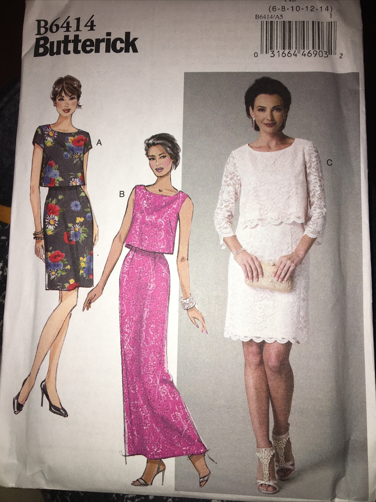 BUTTERICK Sewing pattern B6414 Ladies Misses dress Size 6 8 10 12 14 ...