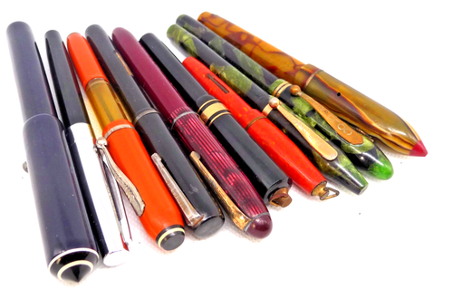 Vintage Pen Lot 12 fountain pens--no l4k nibs--sold as parts or for ...