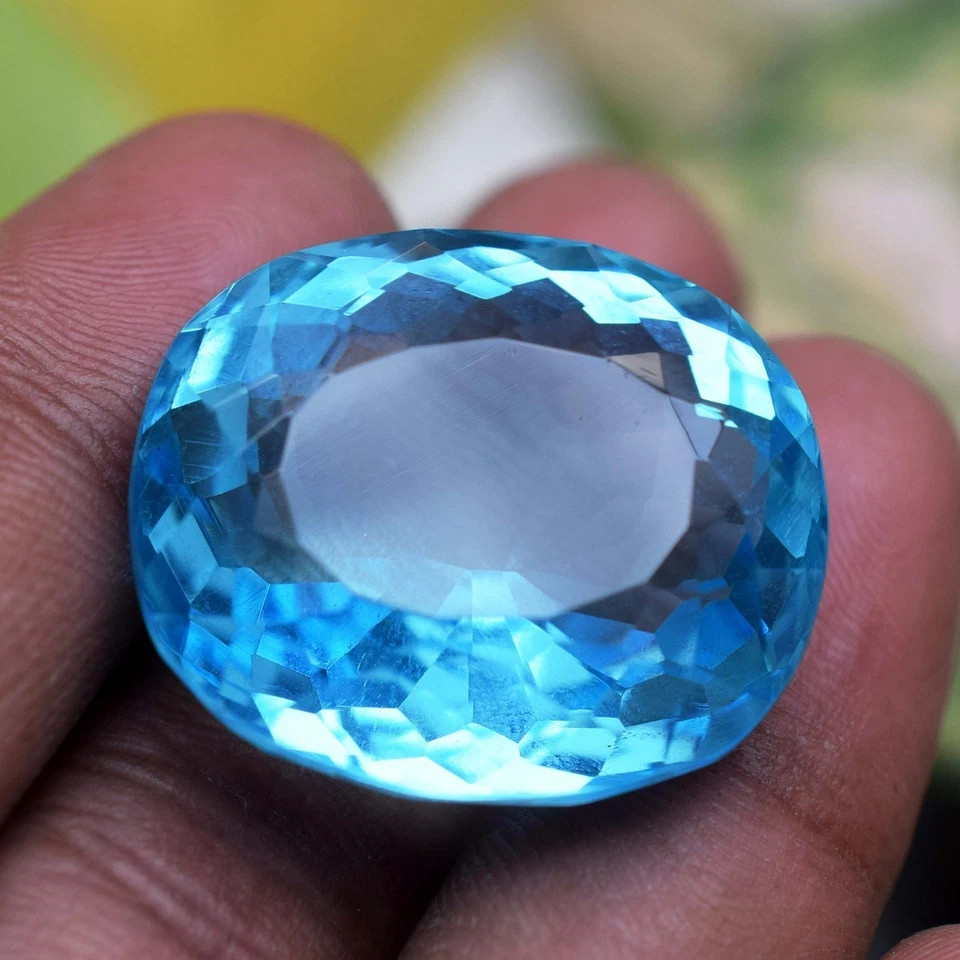 77 CT Certified Sea Blue Aquamarine Oval Cut Flawless Certified Loose ...