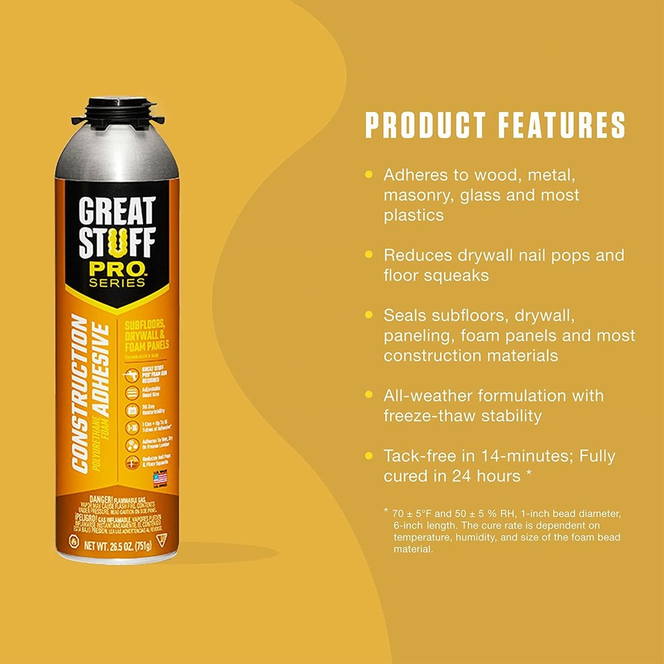 12 Pack Great Stuff Pro 343087 26.5 Oz Aerosol Floor & Wall Foam ...