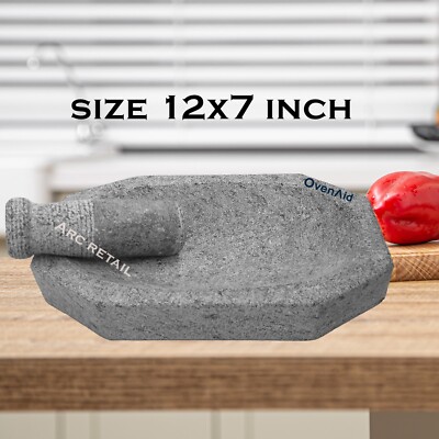 Handmade 100% Stone Mortar Pestle | Molcajete Kalvam Silbatta Grinder ...