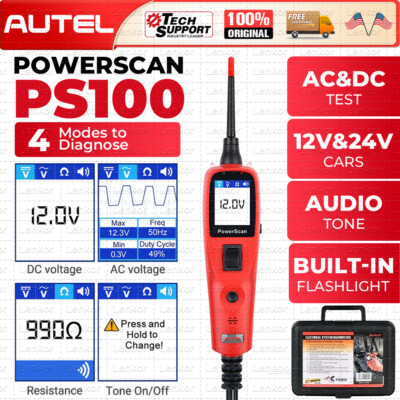 Autel Power Scan PS100 Circuit Tester Electrical Power Probe 12V/24V ...