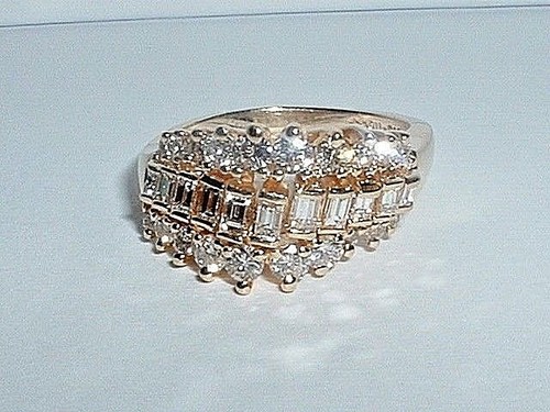 14K YELLOW GOLD DIAMOND PYRAMID BAND RING | eBay