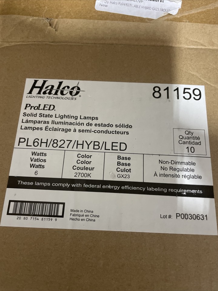HALCO 81159 LED Plug-In Horizontal 6W 2700K Hybrid GX23 ProLED - 10 ...