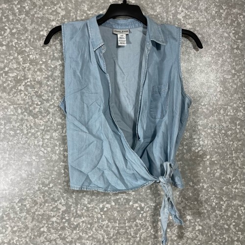 Jones Jeans Women's Blue Chambray Sleeveless Wrap Top - Size 14P ...