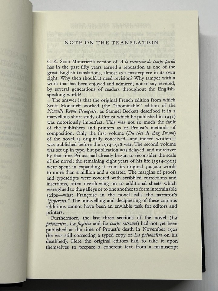 Remembrance of Things Past Marcel Proust 1981 3-Volume Set Random House ...