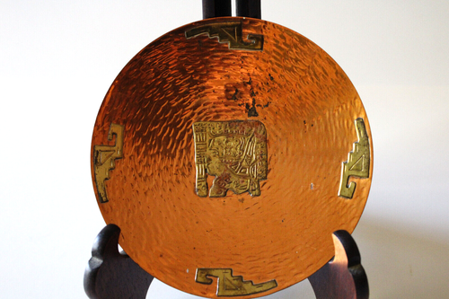 Vintage Hammered Copper and Gold Peruvian/Incan Plate/Wall Hanging | eBay