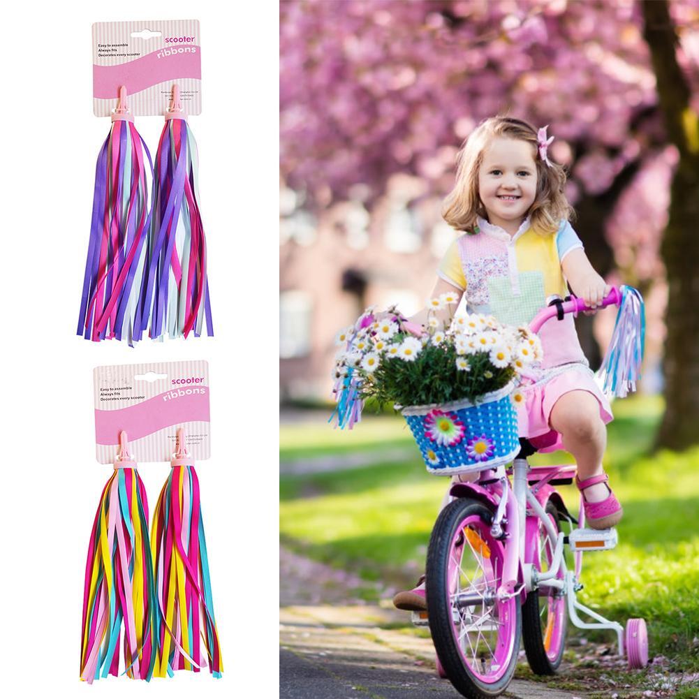 2x Bicycle Handlebar Tassel Streamers Kid Scooter Bike Ribbon (Pink ...