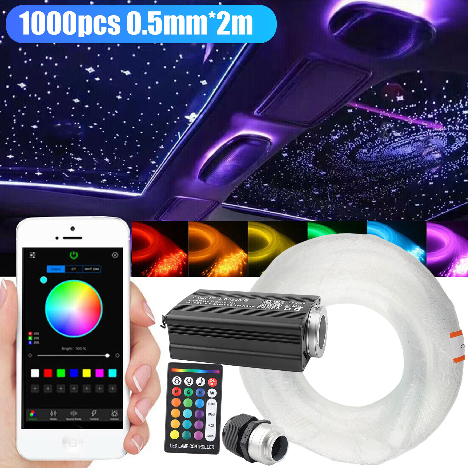 1000pc Car Home Headliner Star Light kit Roof Twinkle Ceiling Lights ...