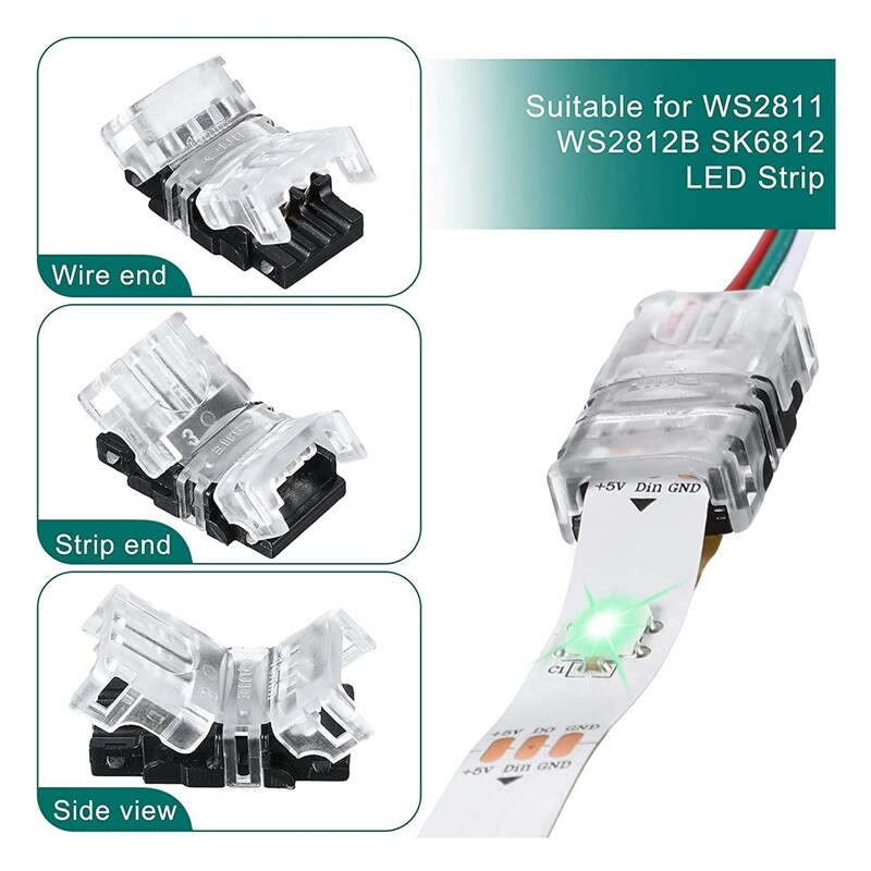 11 Pieces Tunable 3 Pin LED Strip Connectors 10mm LED Strip Light6148 ...