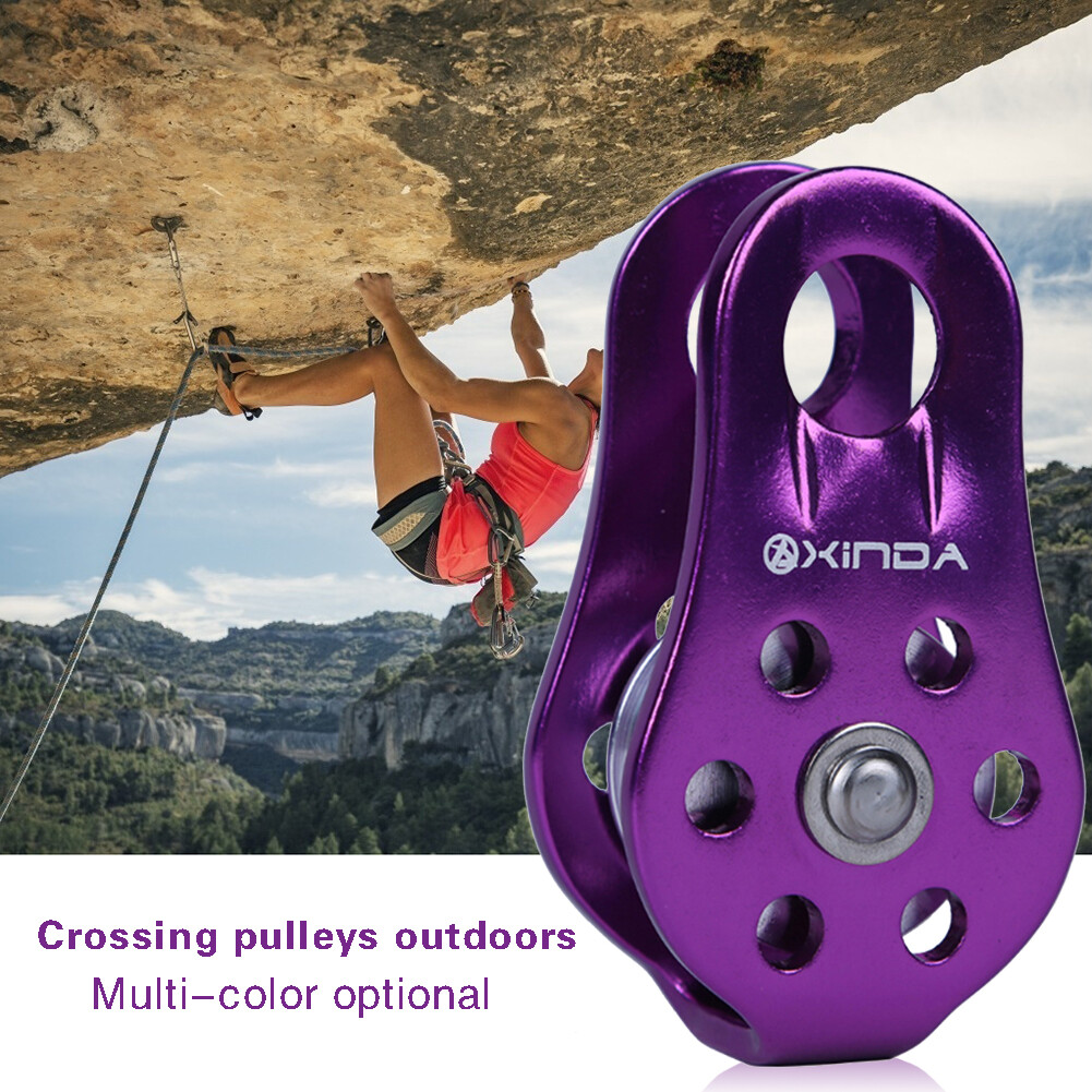 Climbing Pulley Aluminum Bearing Lifting Fixed Rope Equipment (Purple ...