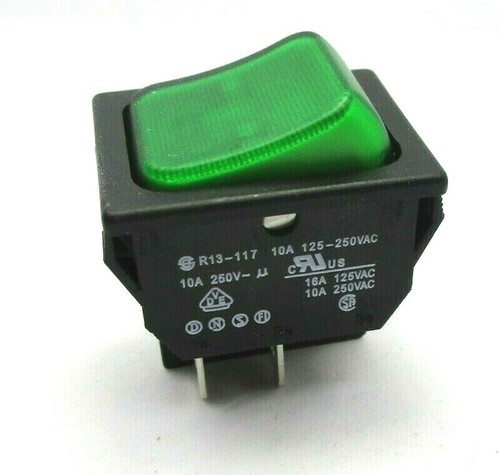 1pc SCI - DPST ON-OFF Panel,10A-125VAC Green Illuminated Rocker Switch ...