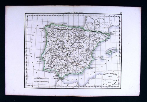 1832 Antique Map by Delamarche - Ancient Hispania Lusitania - Spain ...