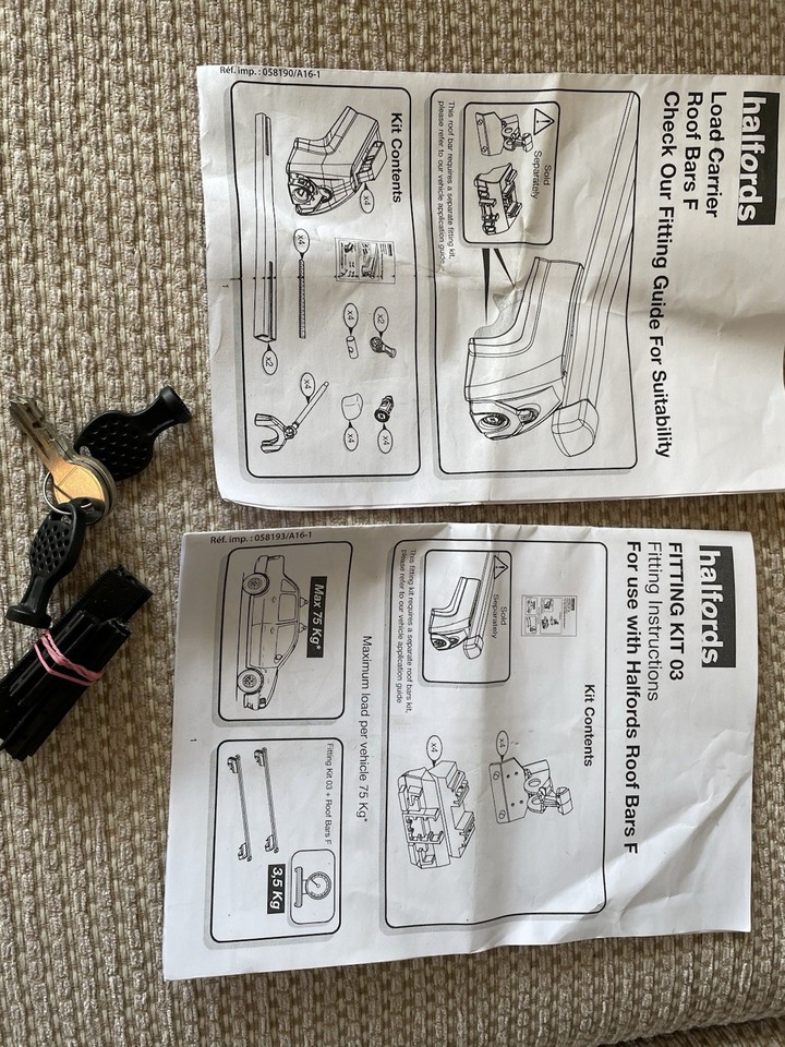 Halfords Roof Box And Bars Type F Fitting Kit 03 | eBay UK