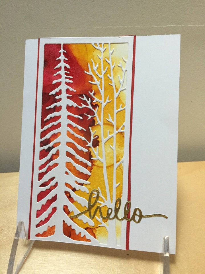 'Hello' Alcohol Inked Forest Sunset | eBay