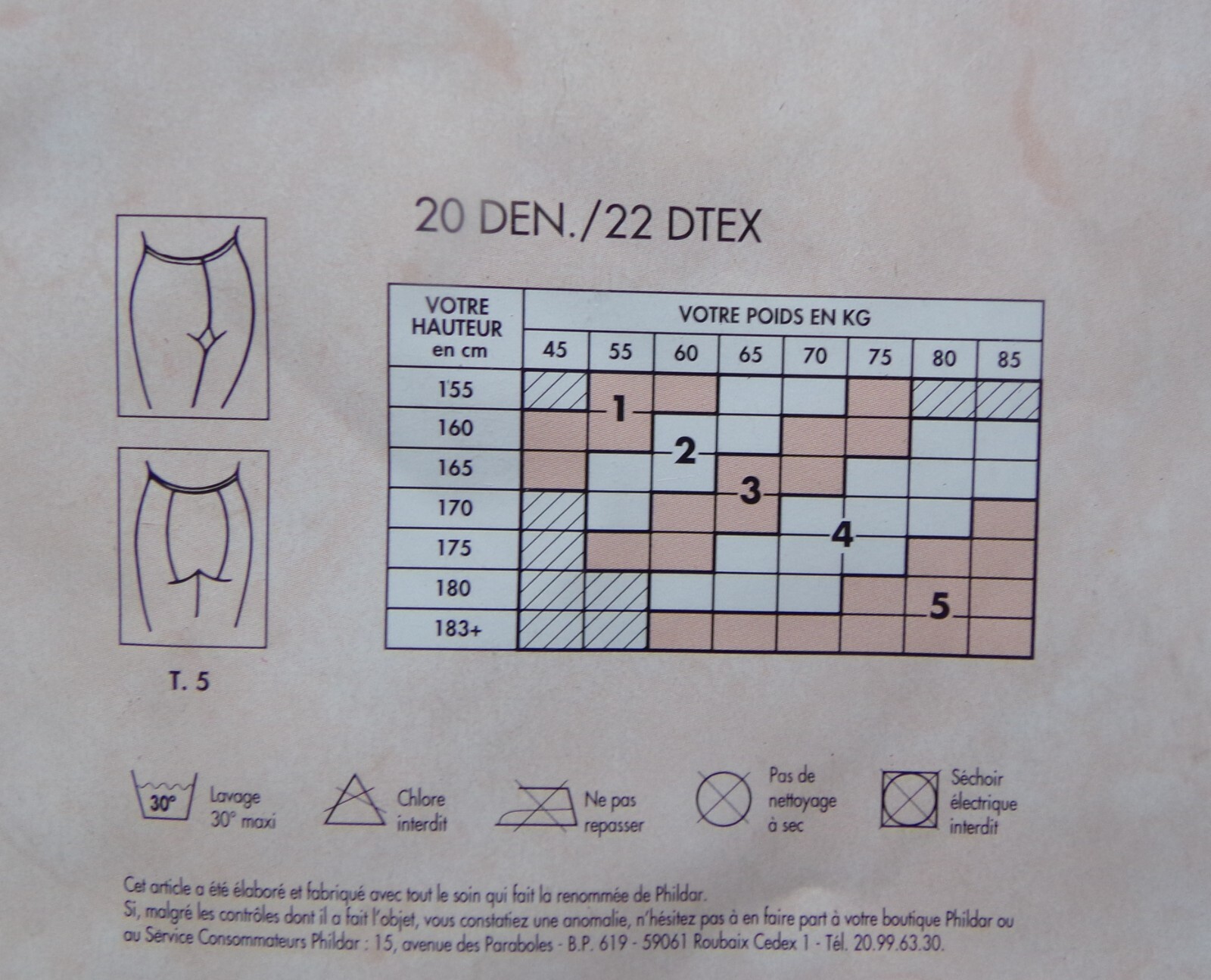 § collant neuf vintage PHILDAR DYNASTIE fin satiné - taille 3 - couleur ...