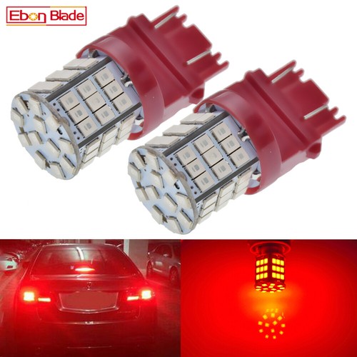 Pair T20 3157 P27/7W Car LED Brake Tail Stop Light 3057 4057 RED Globe ...