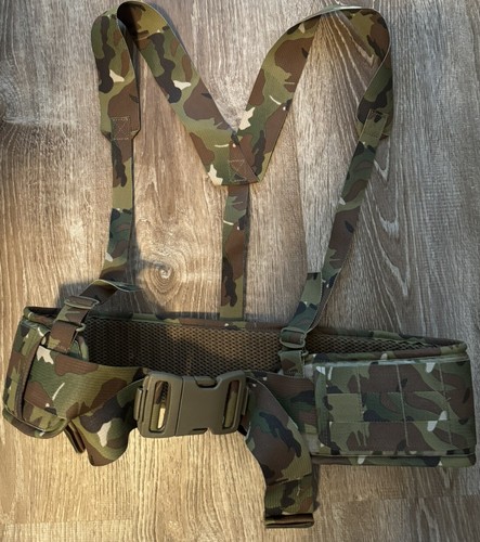 Made in the USA Padded Tactical Sub Belt With Suspenders Camo | eBay