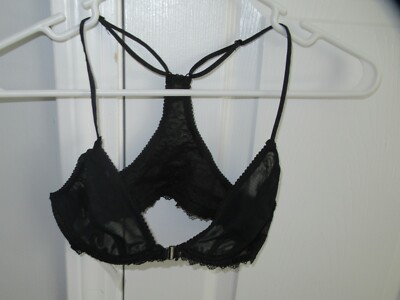 Free People Intimately Sexy Sheer Mesh Lace Front Close Bra Black 32C ...