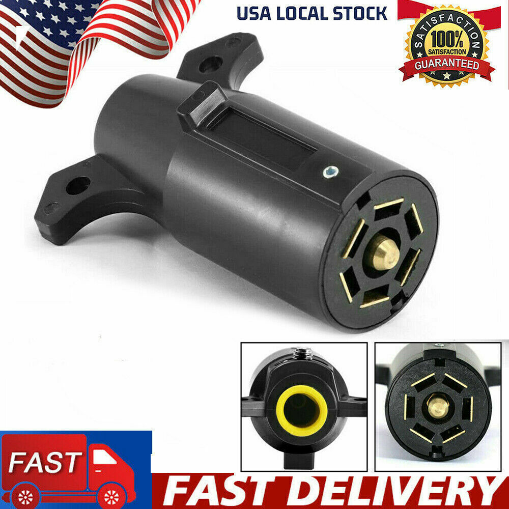 7 Way Round RV Style Trailer Light Plug Connector Replacement End Blade ...