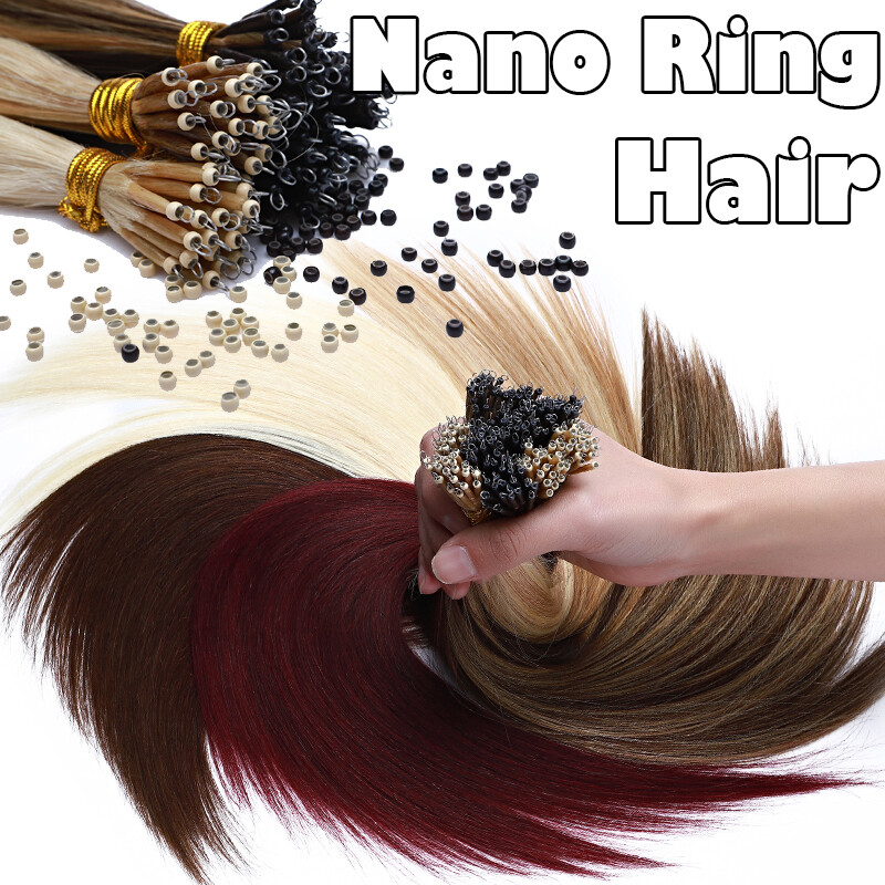 THICK 100% Remy Real Human Hair Extensions Rings Loop Nano Ring Bead 1G ...