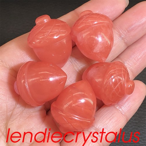 5pcs Red smelting stone Quartz Acorn Quartz Crystal Carved Mineral 1 ...