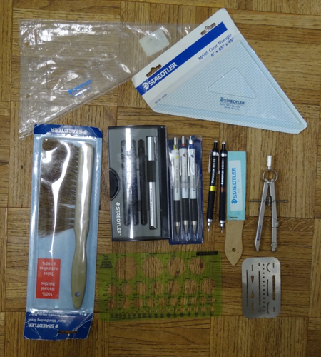 Drafting Tool Lot Staedtler Mars Pencils Compass Angles Brush + More | eBay
