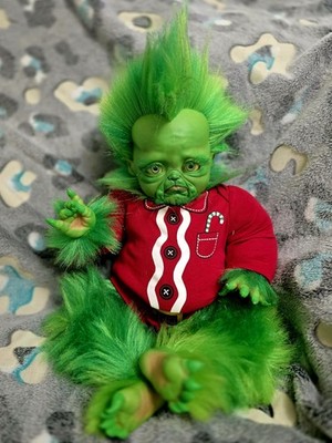 Ooak Jolly Grinch Reborn Doll Hand Rooted And Painted! | eBay