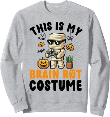 Brain Rot Costume Halloween Gamer Funny Unisex Crewneck Sweatshirt | eBay