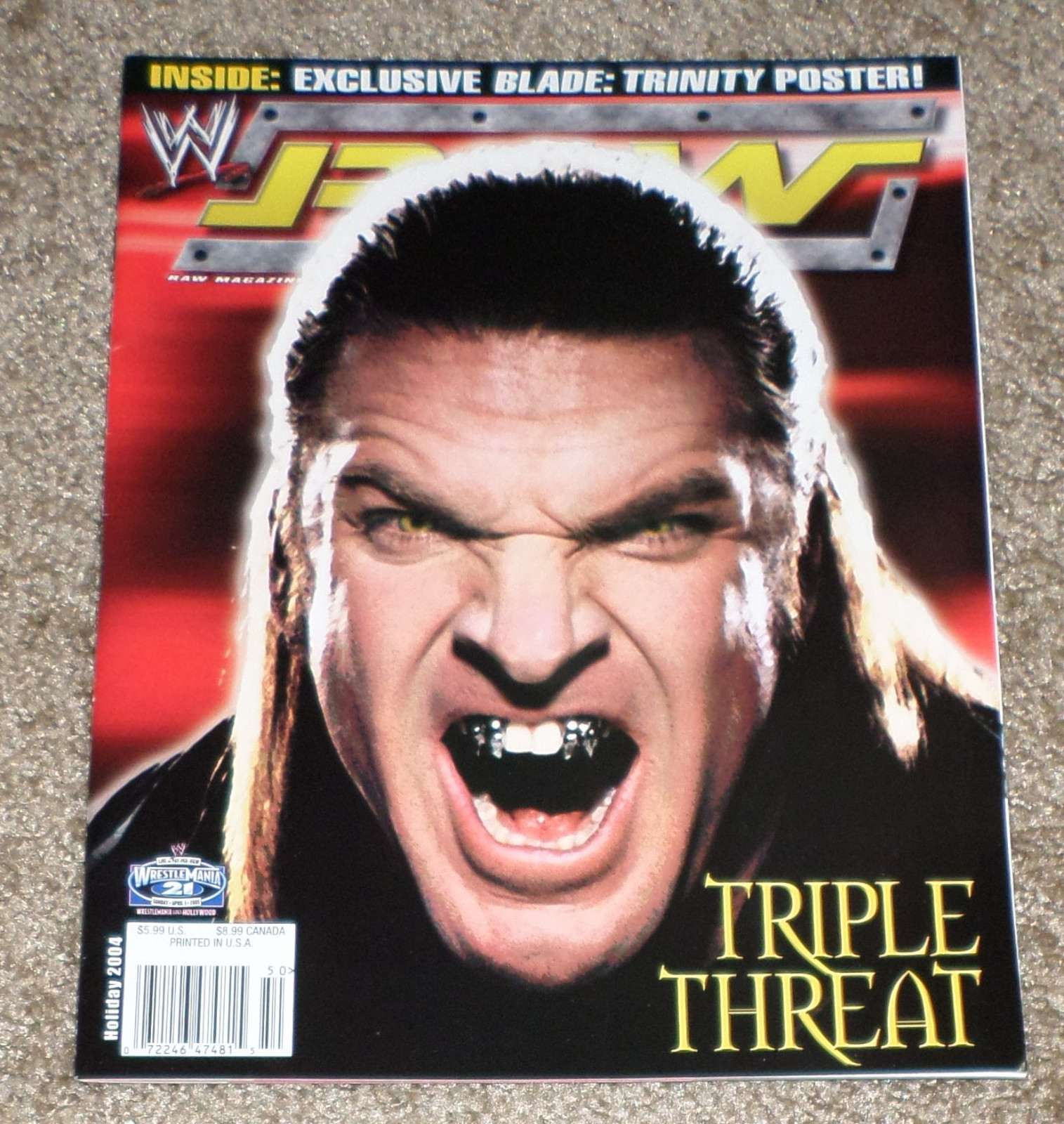 WWE RAW MAGAZINE Holiday 2004 TRIPLE HHH Cover BLADE:TRINITY Poster NO ...