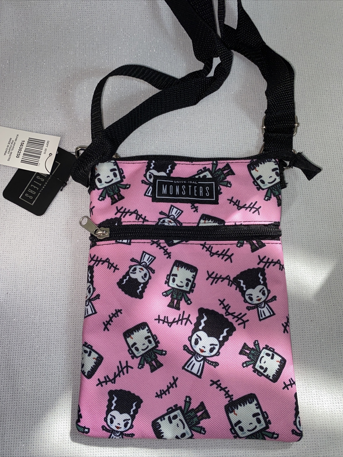 Chibi Universal Monsters Frankenstein Passport Crossbody Bag Purse Pink ...