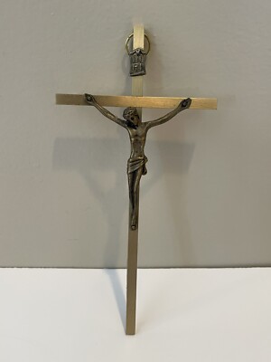 Vintage Brass INRI Crucifix Catholic Wall Hanging 6 ¼” Cross Made In ...