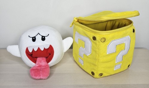 Super Mario Bros Yellow Question Mark Coin Box and Ghost Boo Plush | eBay