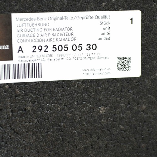 OEM MERCEDES-BENZ M-CLASS W166 RADIATOR LEFT AIR DUCT A2925050530 2015 ...
