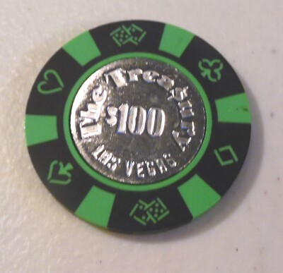 $100. CASINO CHIP THE TREASURY, COIN IN CENTER, LAS VEGAS, IMITATION | eBay