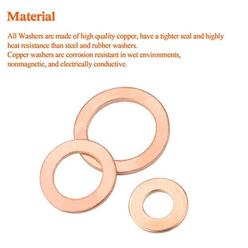 M10 Flat Washer Copper Sealing 10mm ID 16mm OD 1mm Thickness Metric ...