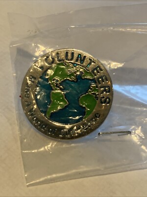 Volunteers Make A World Of Difference Round Map Pin Silver Tone | eBay