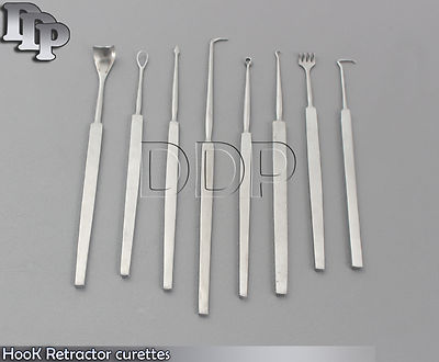 8 Hook Retractor Curette Curettes Retractors Surgical Instruments | eBay