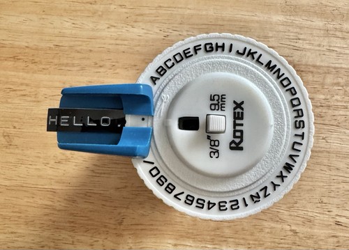 Rotex Label Maker Compact Handheld 3/8” 9.5mm Vintage USA Blue & White ...