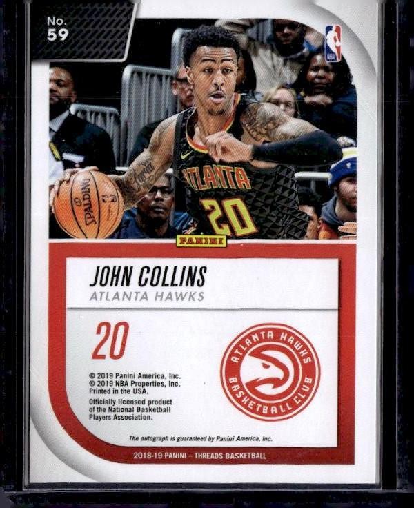 2018-19 Panini Threads #59 John Collins Jersey # /200 Signage Premium ...