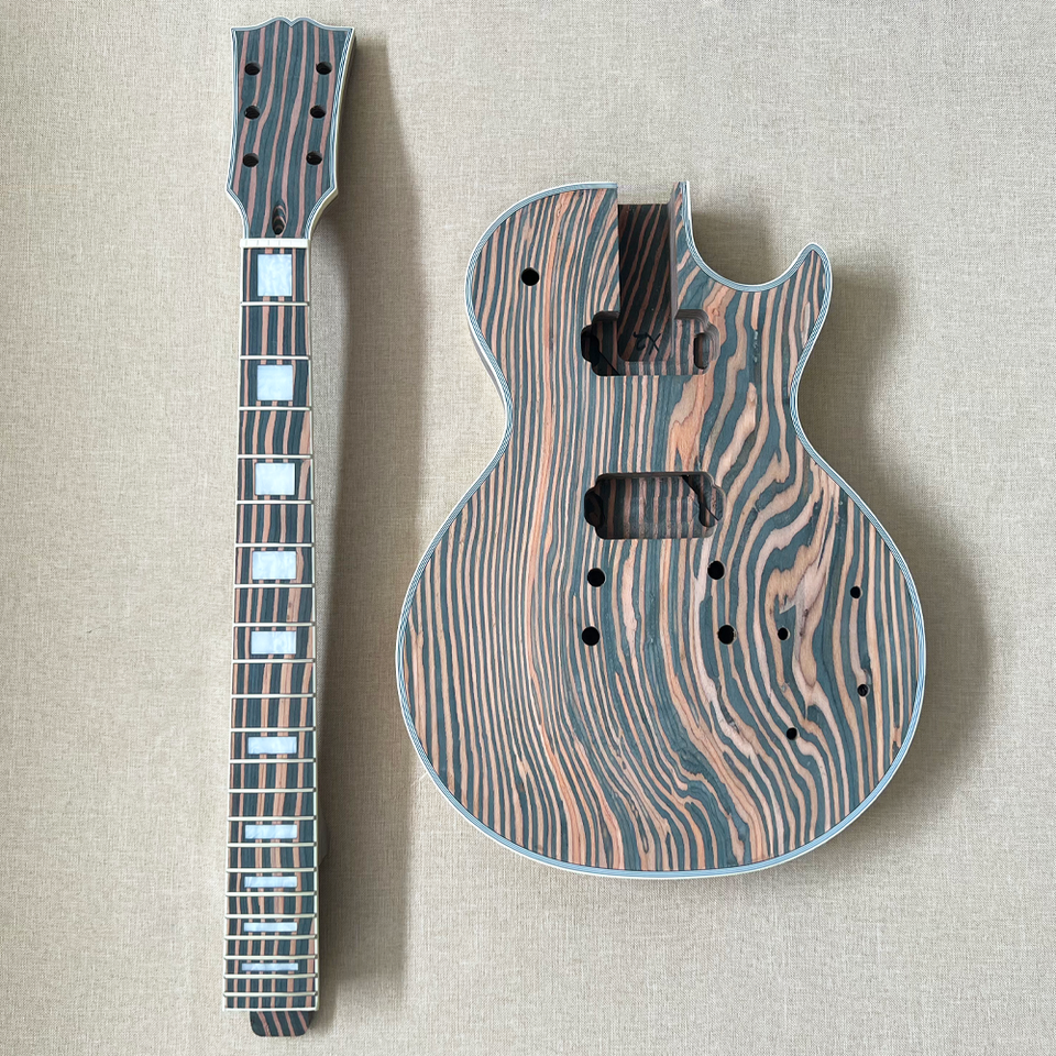 LP Les Paul DIY Electric Guitar Kit Zebrawood Body Neck Fretboard ...