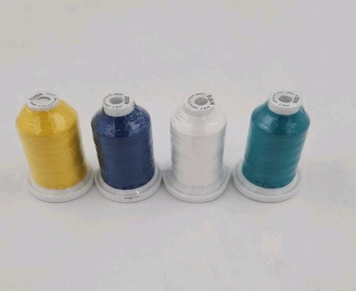 Spool Thread 100% Cotton Set of 4 600M 30WT White Yellow Teal Dark Blue ...