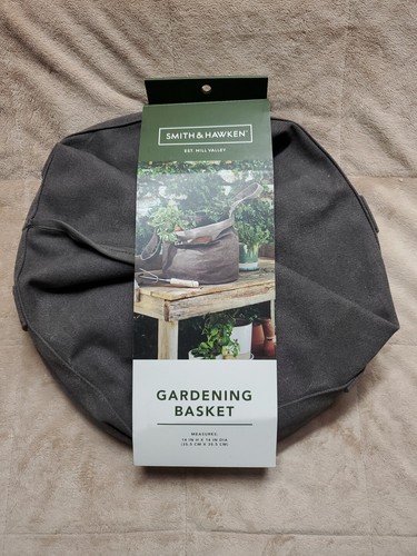 NWT Smith & Hawken Gray Canvas Gardening Basket 14" H x 14" Diameter ...